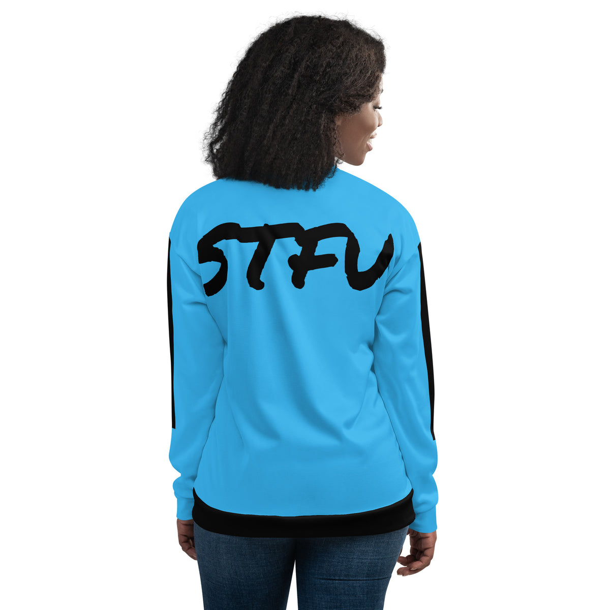 Simple Black Logo Unisex Bomber Jacket - Blue – STFU Designs